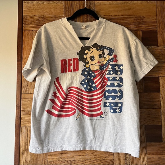 Betty Boop | Tops | Vintage Betty Boop Red White Boop Tee 9s | Poshmark